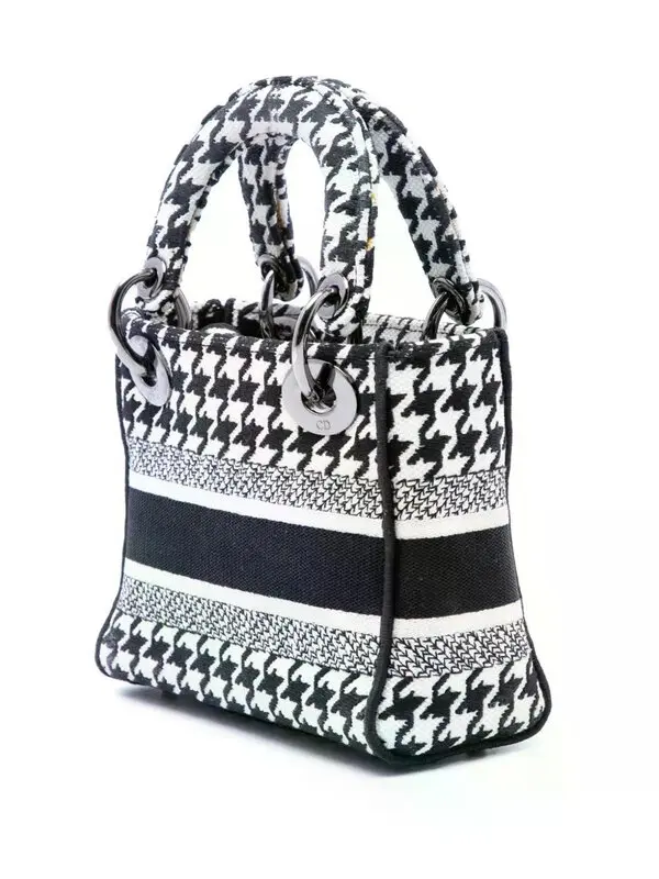 Dior Mini Lady D Lite Satchel With Houndstooth Embroidery