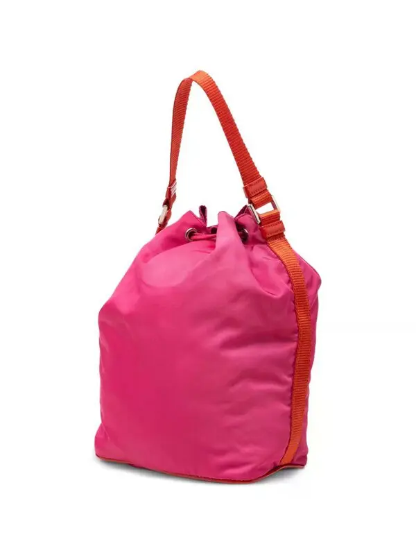Prada Mini Bicolor Tessuto Drawstring Bucket Bag - Pink