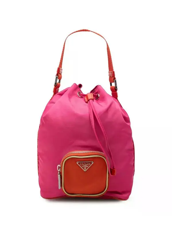 Prada Mini Bicolor Tessuto Drawstring Bucket Bag - Pink
