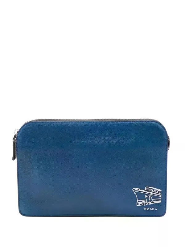 Prada Saffiano Leather Cruise Ship Voyage Clutch Bag