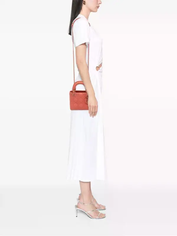 Dior Mini Ultra Matte Calfskin Cannage Lady Satchel - Orange