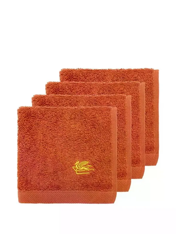 Etro Pegaso-embroidered Paisley-trim Basket And Towels Set - Orange