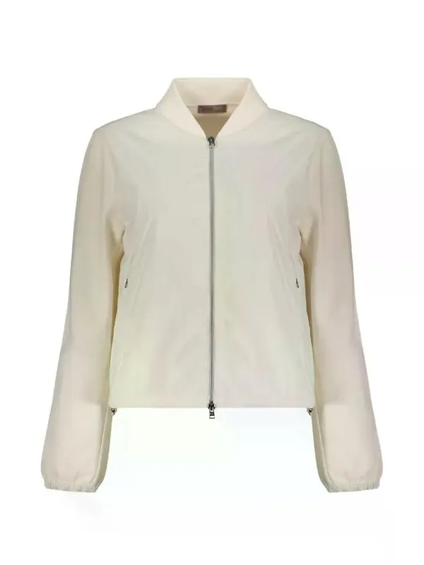Herno Cropped Zip-up Jacket With Logo Plaque
