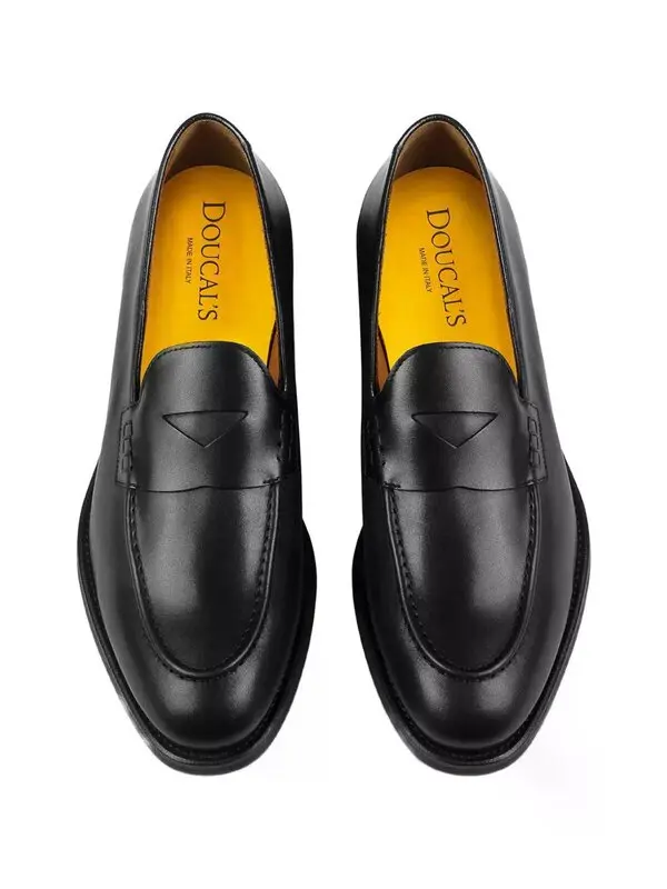 DOUCAL'S Almond-toe Penny Loafers - Black