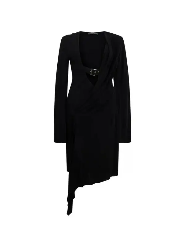 Alberta Ferretti Belted Asymmetric Dress - Black