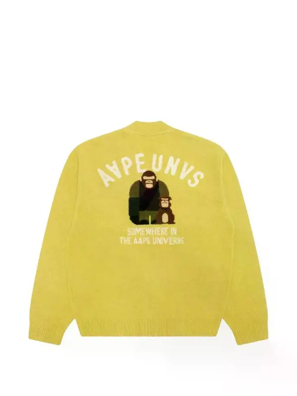 AAPE BY *A BATHING APE V-neck Cardigan With Intarsia Knit Logo