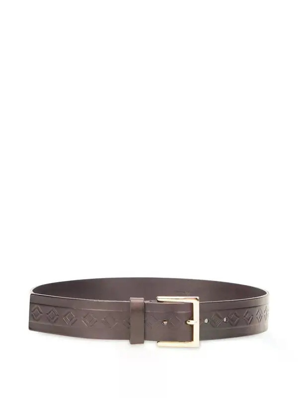 Alberta Ferretti Geometric-embossed Leather Belt - Brown