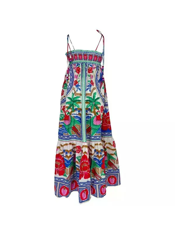 Farm Rio Floral Print Tiered Maxi Dress