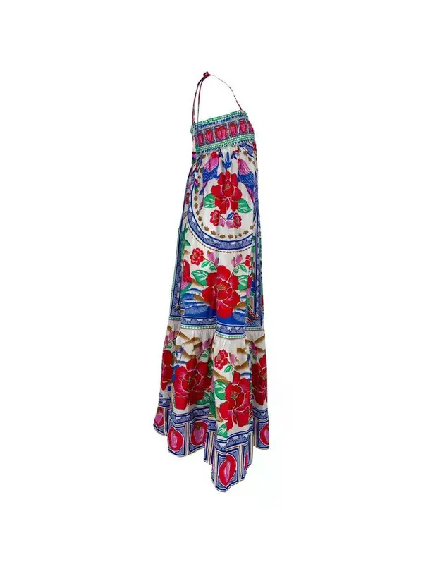 Farm Rio Floral Print Tiered Maxi Dress