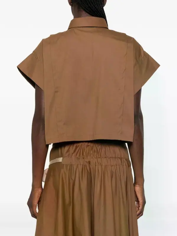 I BLUES Cropped Button-down Shirt With Classic Collar