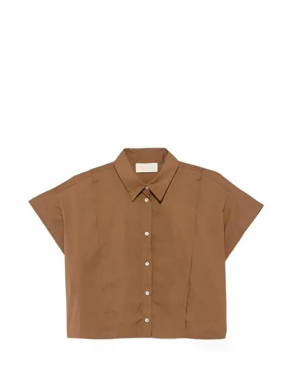 I BLUES Cropped Button-down Shirt With Classic Collar