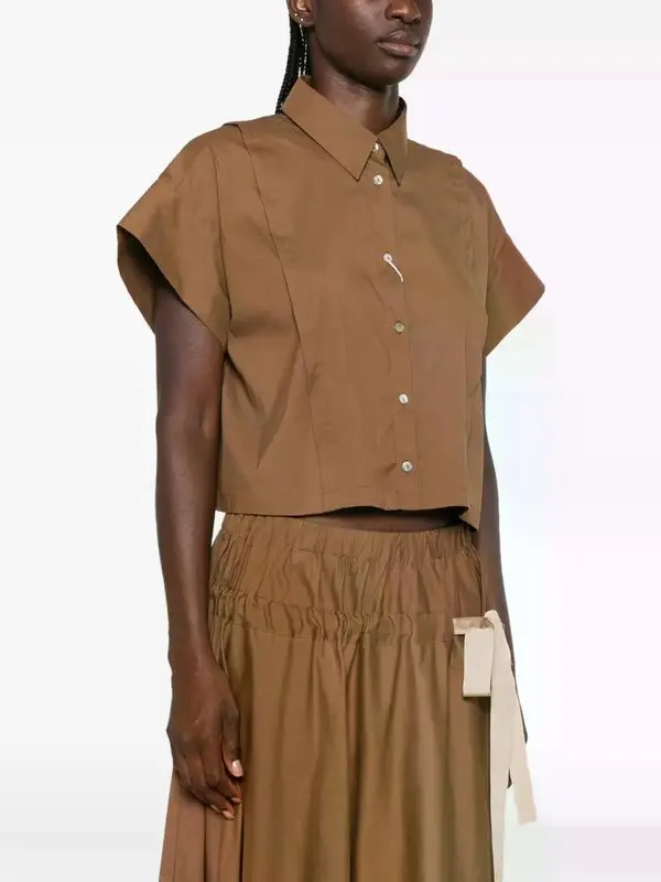 I BLUES Cropped Button-down Shirt With Classic Collar