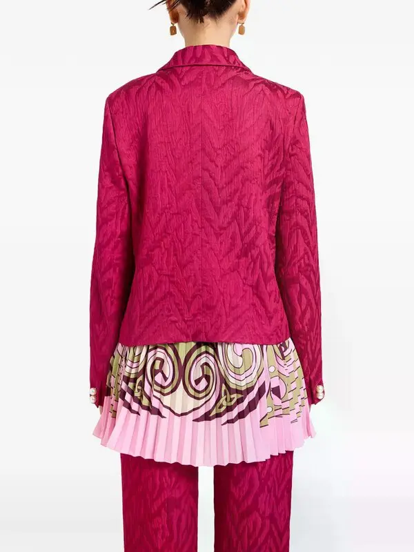 La DoubleJ Luckycharm Raspberry Animalier Print Jacquard Matelassé Cropped Jacket