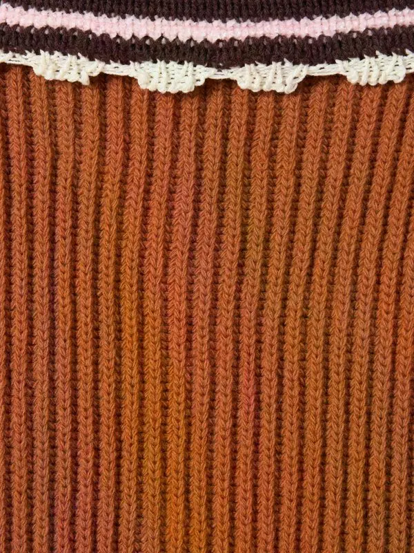 La DoubleJ Crochet-trim Ribbed-knit Sweater
