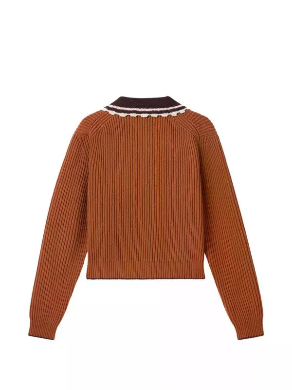 La DoubleJ Crochet-trim Ribbed-knit Sweater