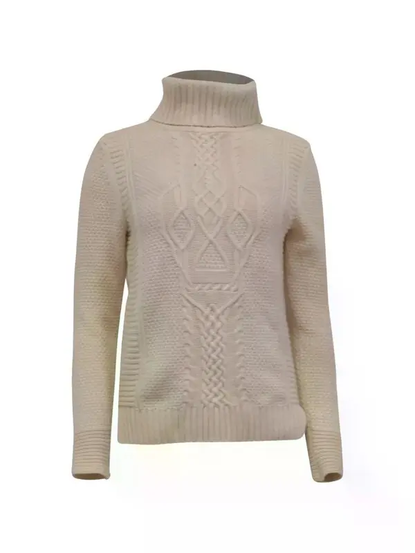 Skull Cashmere Cable Knit Turtleneck Sweater