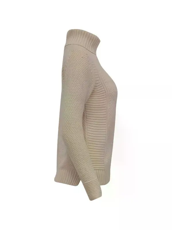 Skull Cashmere Cable Knit Turtleneck Sweater
