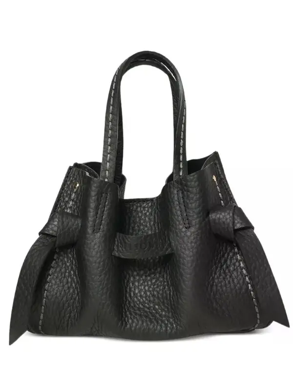 VISONA` Visona Small Vittorina Leather Tote Bag - Black