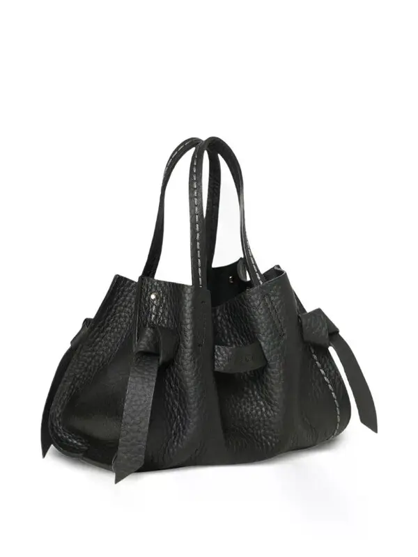 VISONA` Visona Small Vittorina Leather Tote Bag - Black