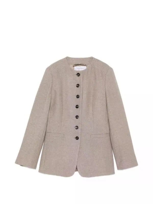 Max Mara Collarless Button-up Jacket - Neutrals