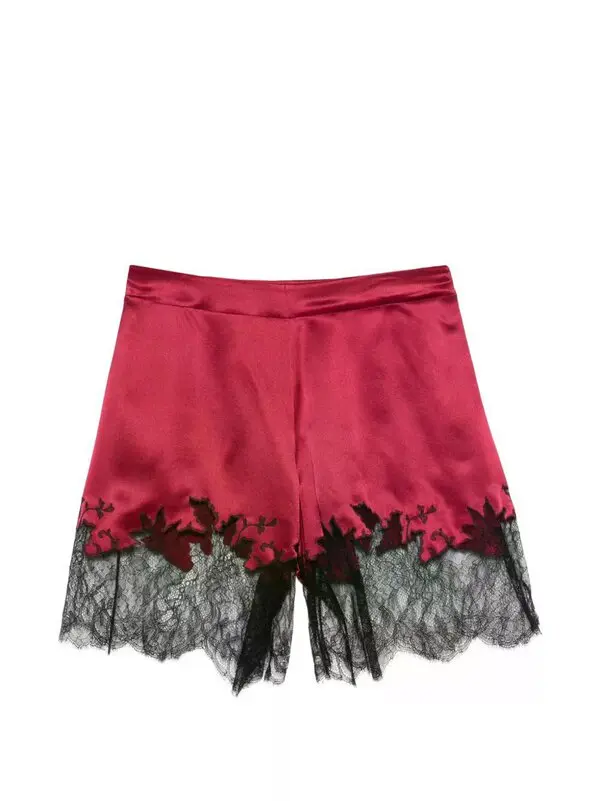 Carine Gilson Lace-trimmed Silk Shorts - Red