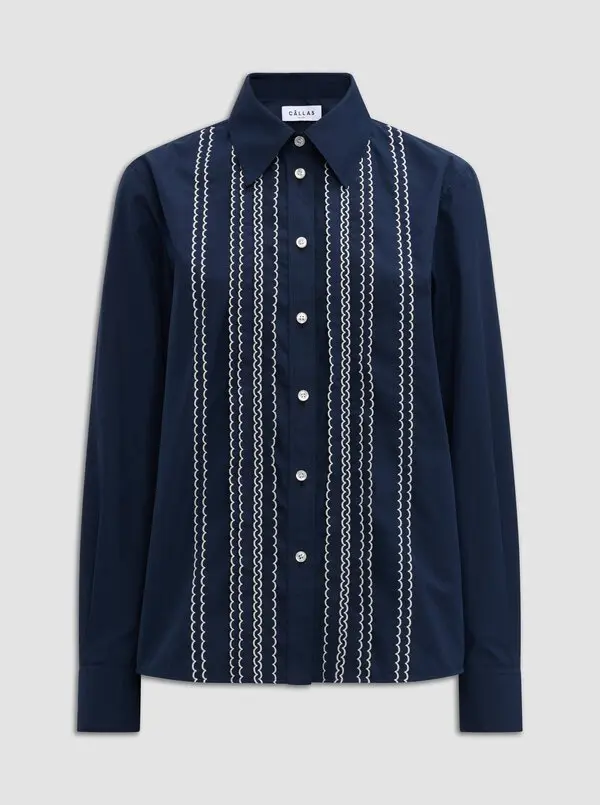 CALLAS MILANO Arletty Embroidered Cotton Poplin Shirt