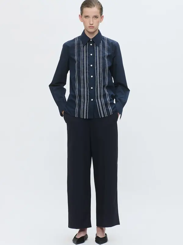CALLAS MILANO Arletty Embroidered Cotton Poplin Shirt