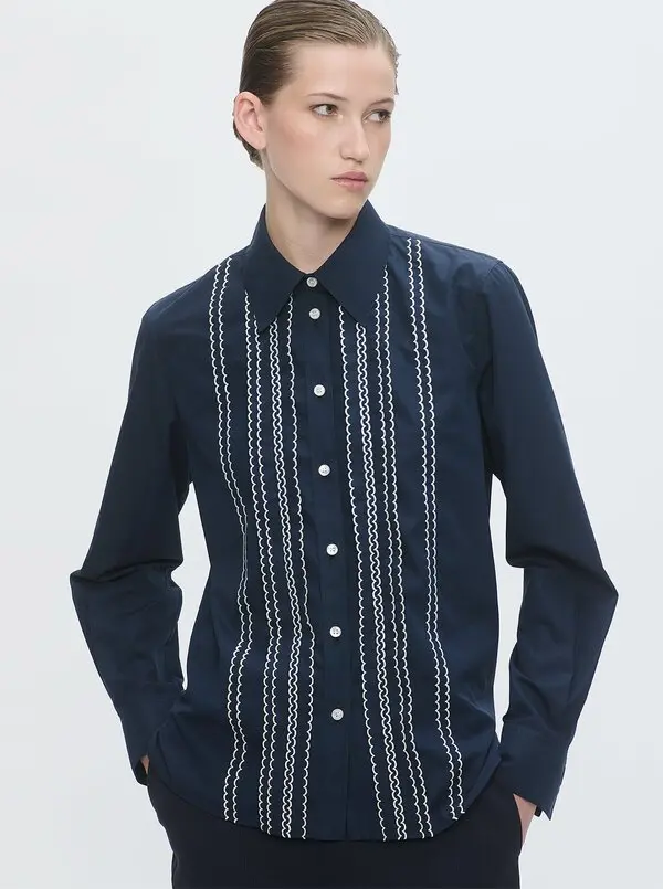 CALLAS MILANO Arletty Embroidered Cotton Poplin Shirt