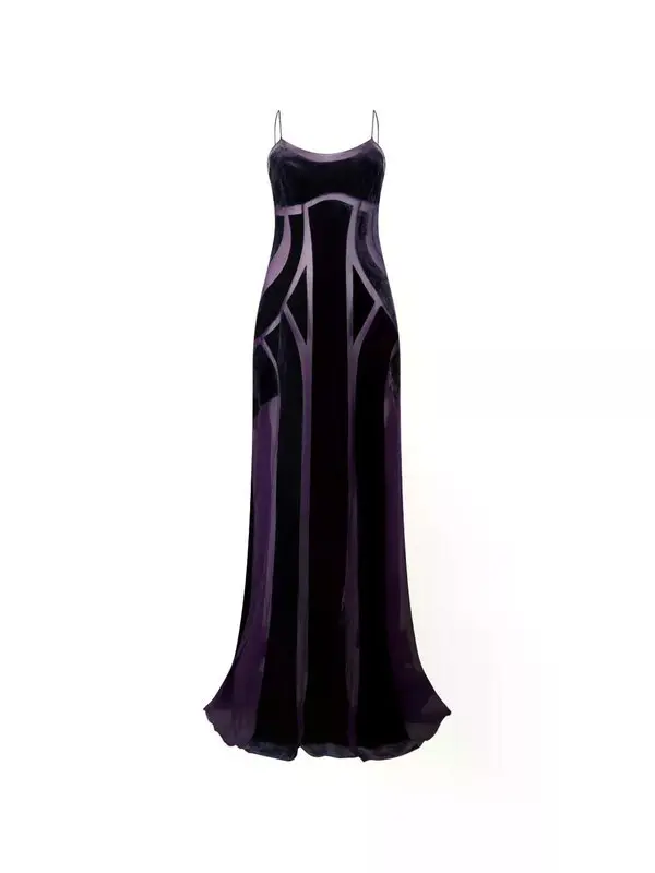 Alberta Ferretti Velvet Panelled Maxi Dress