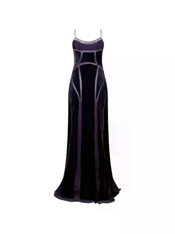 Alberta Ferretti Velvet Panelled Maxi Dress