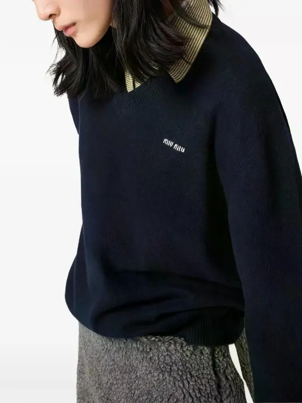 Miu Miu Wool And Cashmere V-neck Sweater