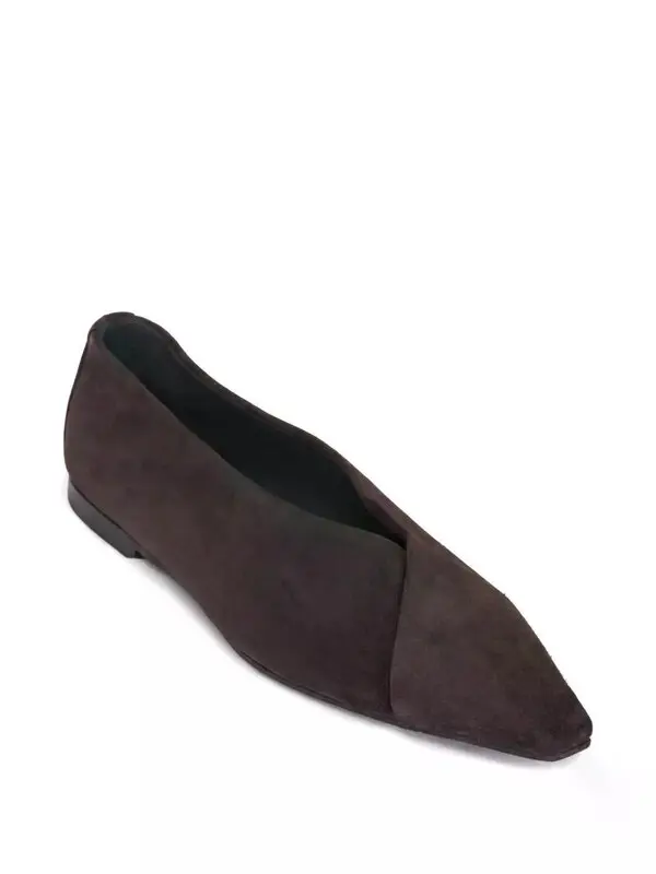 Brunello Cucinelli Dark Suede Pointed-toe Ballet Flats - Brown