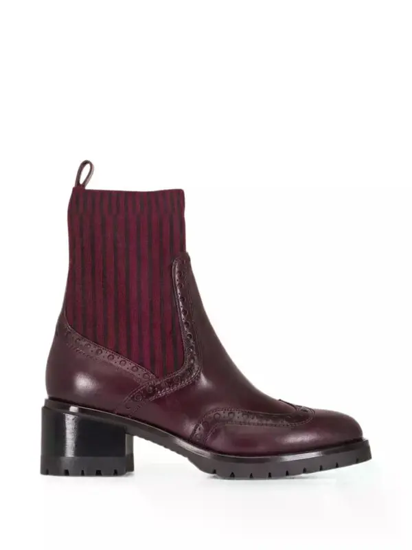 Santoni Ferret Brogue Detail Sock Ankle Boots