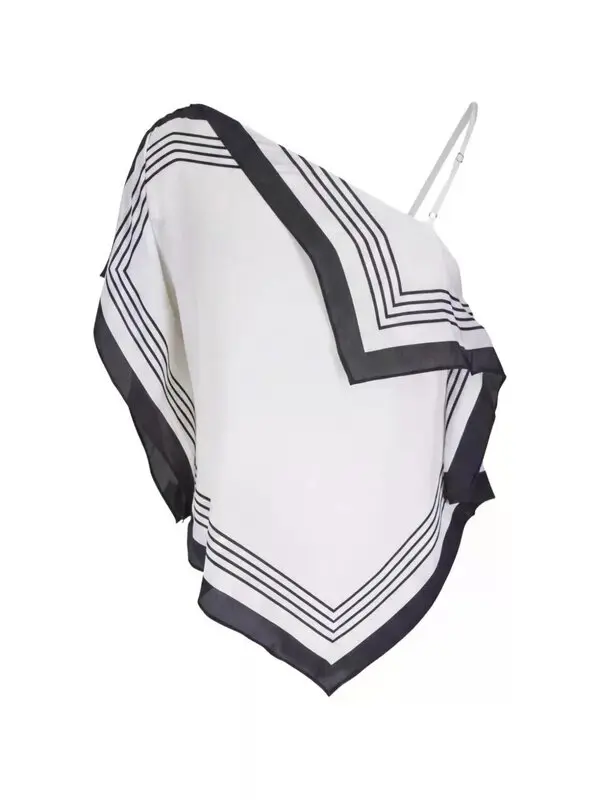 Ag One-shoulder Striped Top - White