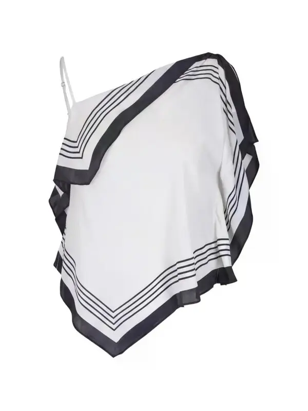 Ag One-shoulder Striped Top - White