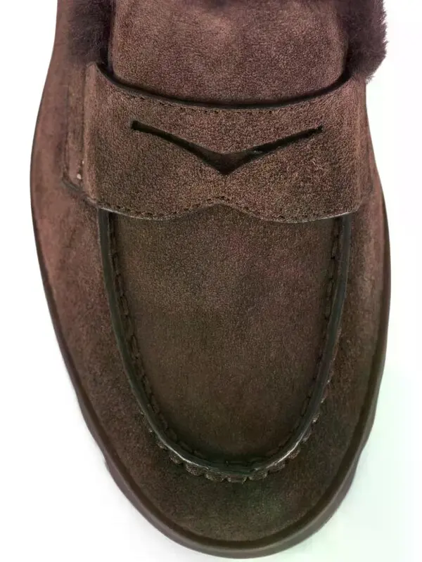 Santoni Shearling-lined Suede Loafers