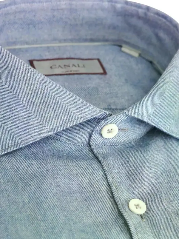 Canali Herringbone-pattern Shirt - Blue