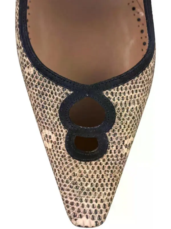 Manolo Blahnik Berry Lizard-effect Cut-out Pumps