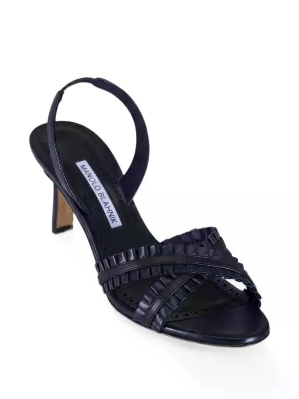 Manolo Blahnik Ruffled Crossover-strap Sandals