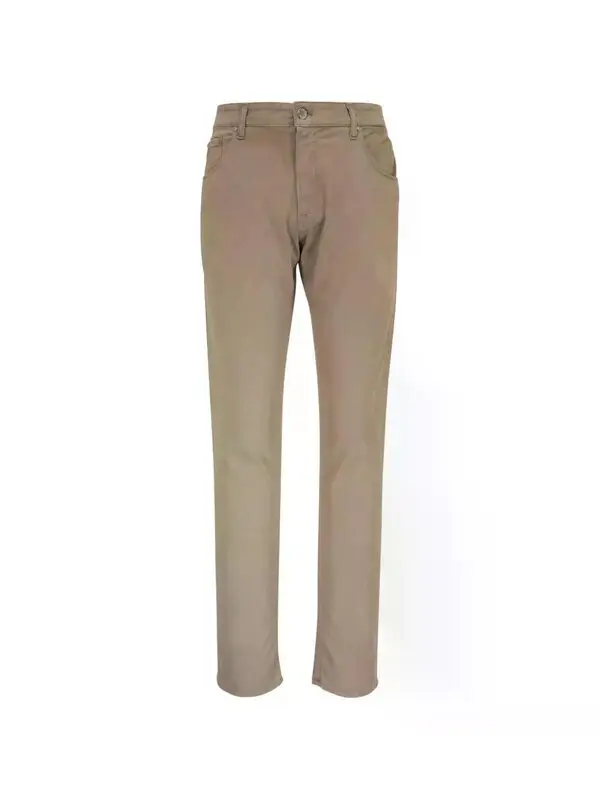 PT TORINO Logo Patch Straight Leg Trousers - Neutrals