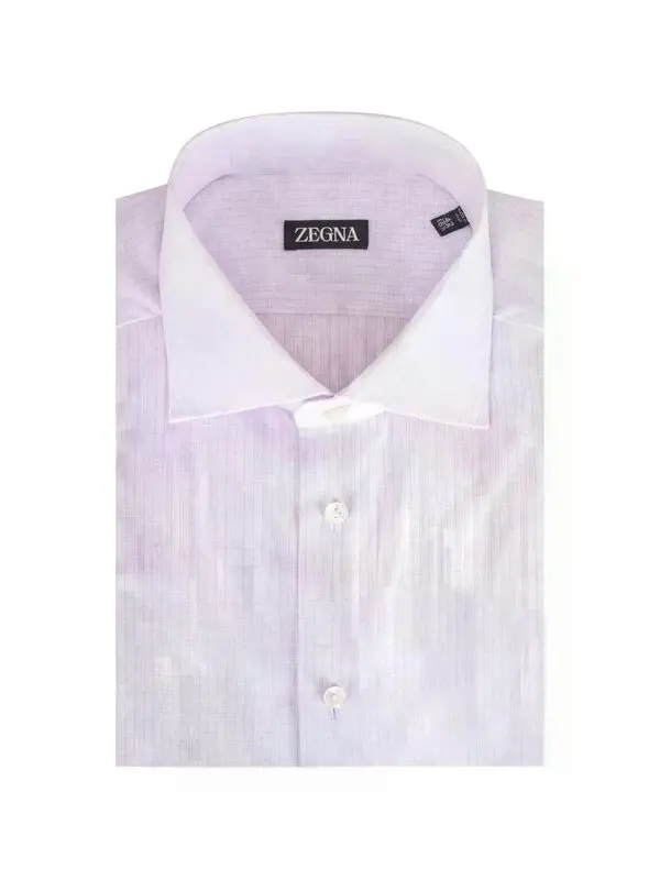 Zegna Check-pattern Spread-collar Shirt - White