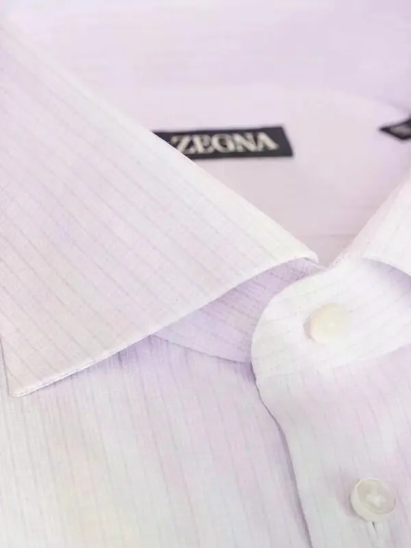 Zegna Check-pattern Spread-collar Shirt - White