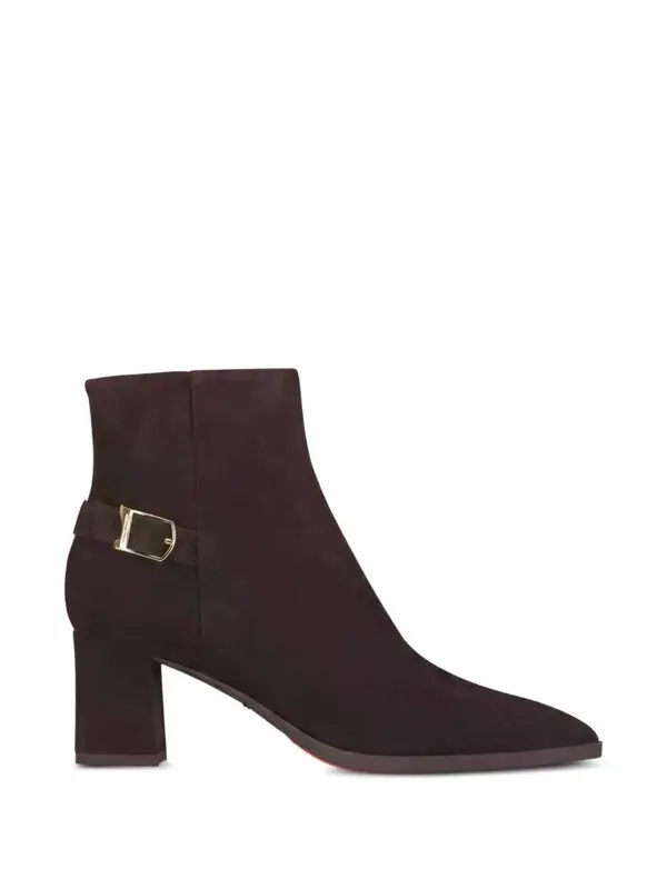 Santoni Buckle-detail Pointed-toe Boots - Brown