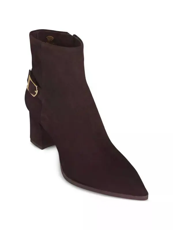 Santoni Buckle-detail Pointed-toe Boots - Brown