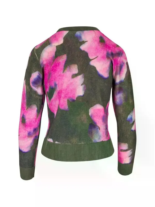Kinross Cashmere Floral-print Crew-neck Sweater