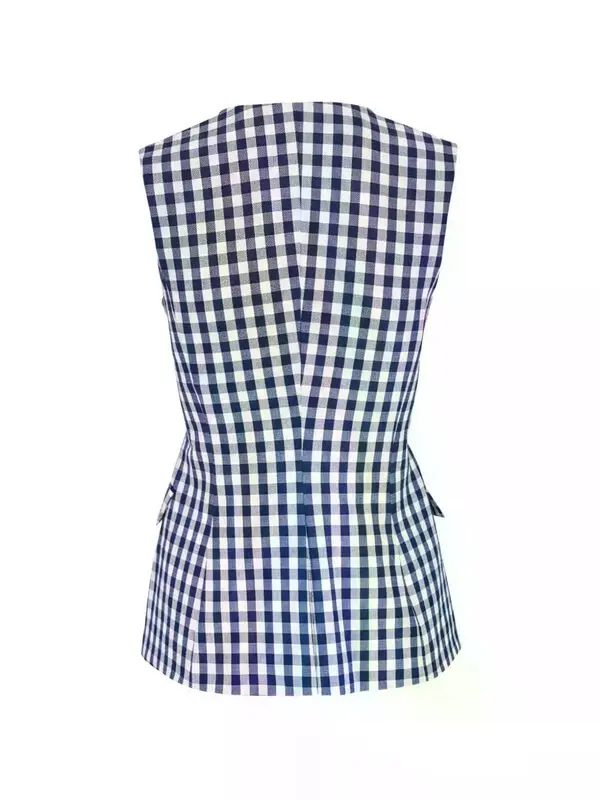 Veronica Beard Lois Gingham-check Sleeveless Blouse