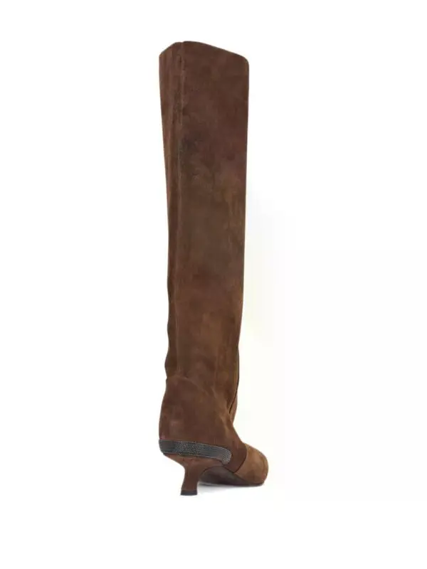 Brunello Cucinelli Suede Knee-high Boots With Monili Chain Detail
