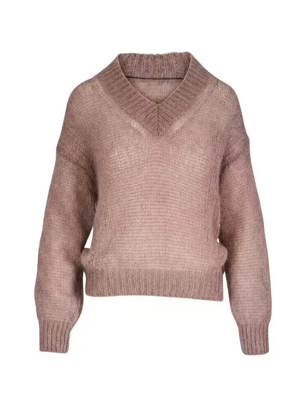 Brunello Cucinelli V-neck Open-knit Sweater