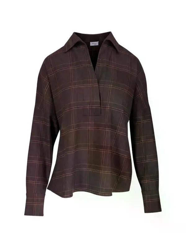 Akris Check Pattern V-neck Blouse