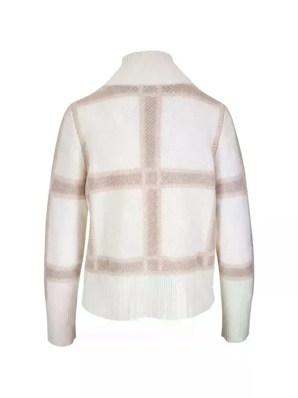 Akris High-neck Checkered Knit Sweater